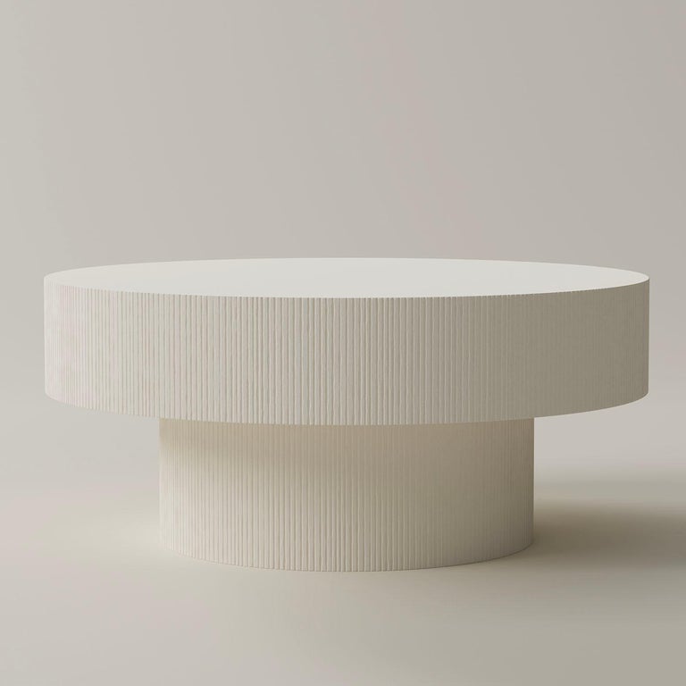 Contemporary Jesmonite Coffee Table, Pilotis Carved Table by Malgorzata Bany For Sale at 1stDibs