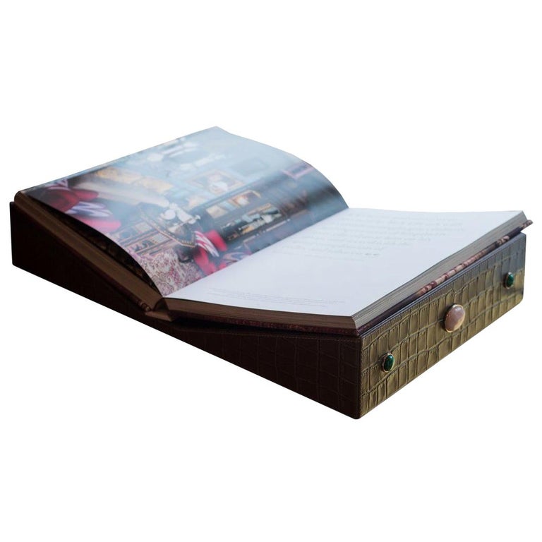 Contemporary Jewelled Crocodile Print Leather Book Stand For Sale at ...
