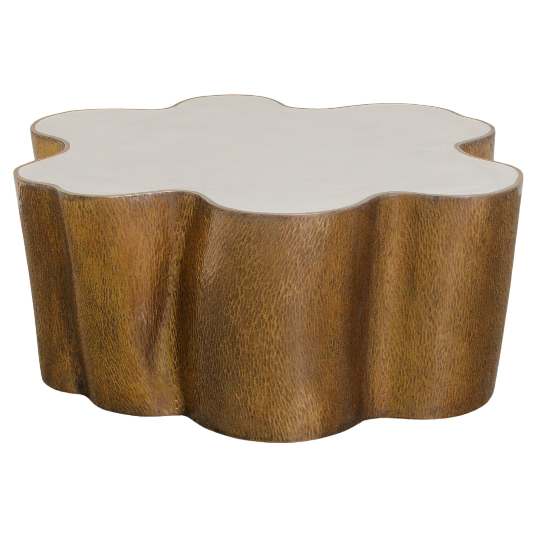 Contemporary Ji Guan Cocktail Table w/ Cream Lacquer and Brass by ...