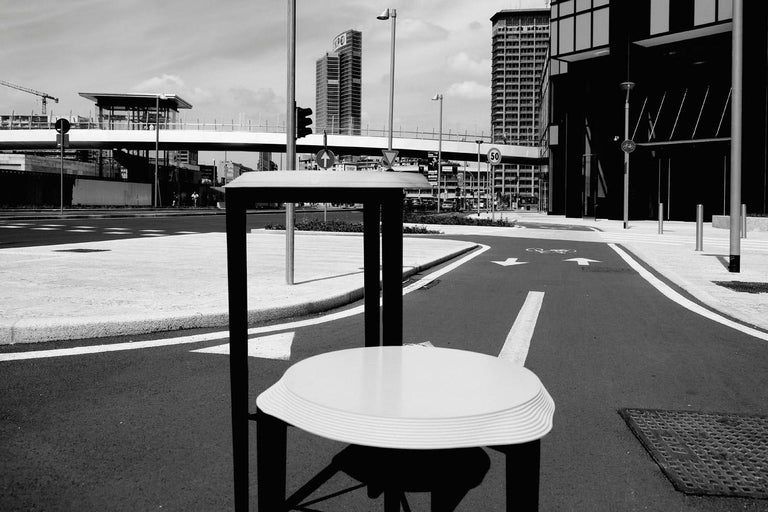 Contemporary Jump High Stool with Black Corian Top For Sale at 1stDibs