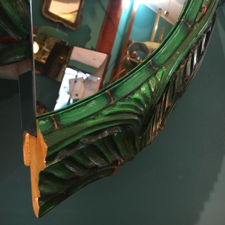 Contemporary Jungle Style Wall Mirror from an Oval Sawn Frame For Sale ...