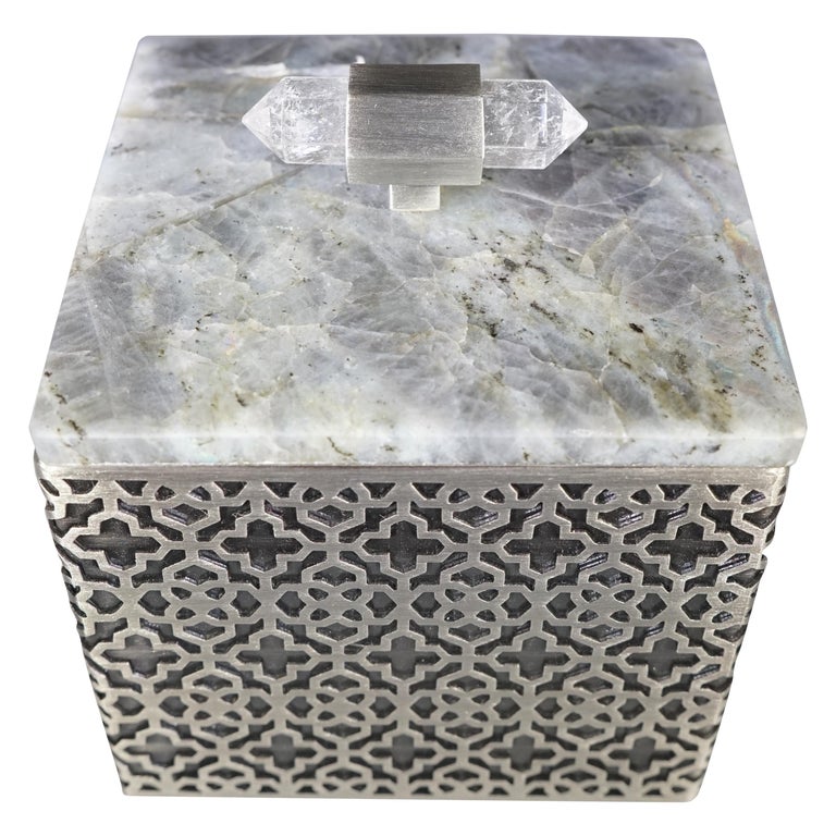 Contemporary Kendra Scott Filigree Box with Stone Lid For Sale at 1stDibs