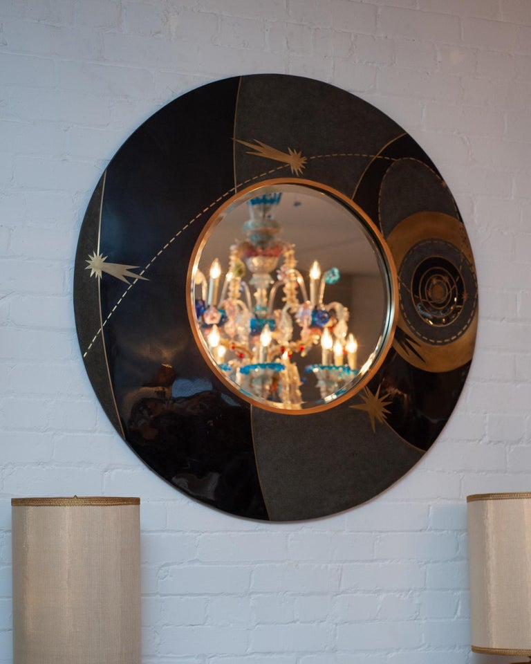 Contemporary Kifu Round Celestial Inlay Mirror For Sale at 1stDibs