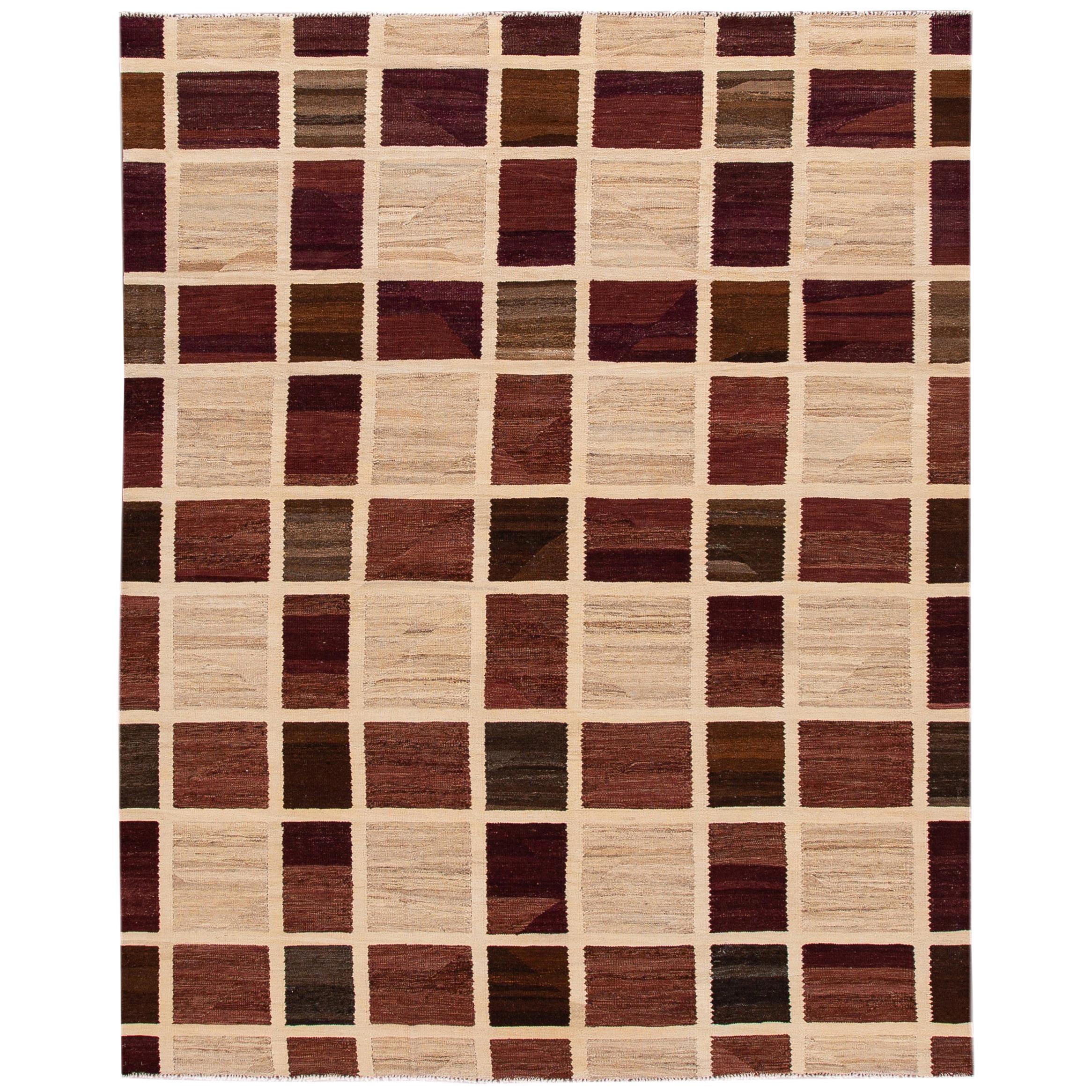 Rug and Kilim’s Austrian Art Deco Style Rug in Beige Brown Geometric ...