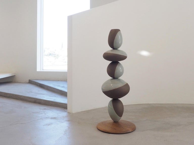 Contemporary Korean Ceramic, "Large Stack Sculpture Pair" by Soo Joo ...
