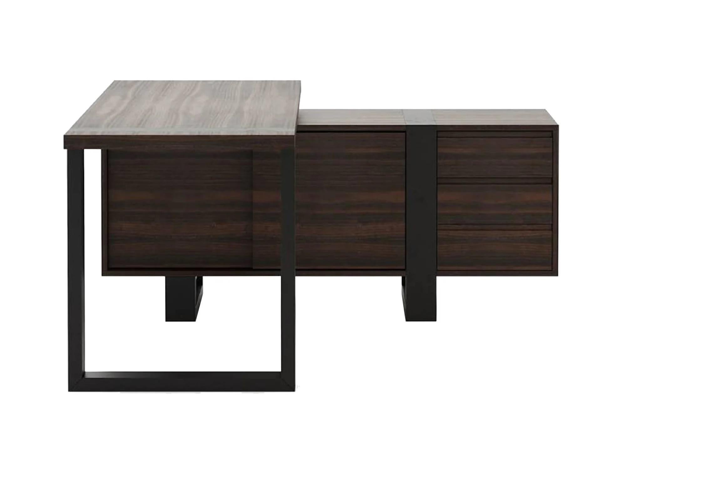 Custom L-Shape Desk In Lacquer or Wood with Drawers For Sale at 1stDibs