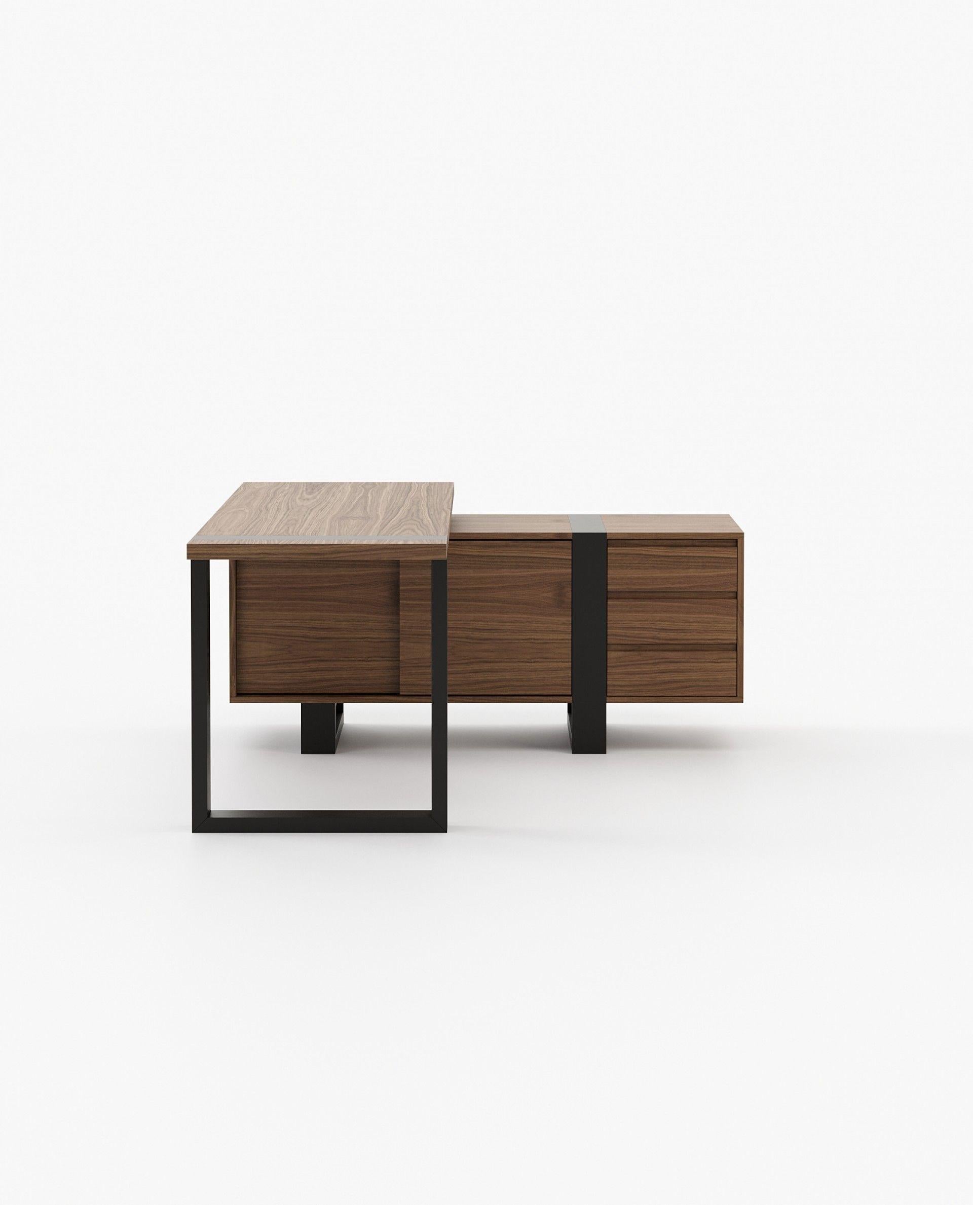 Custom L-Shape Desk In Lacquer or Wood with Drawers For Sale at 1stDibs