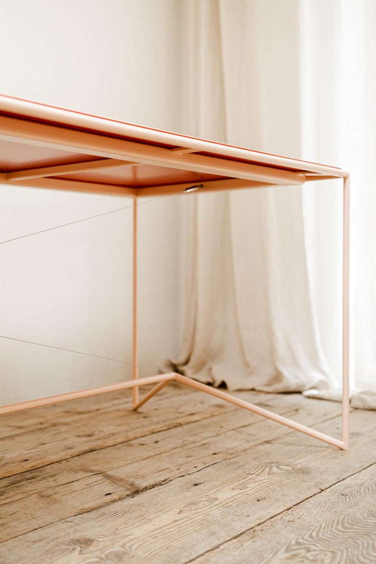 Contemporary Lacquered Steel Table with Reversible Lacquered Mdf Top ...