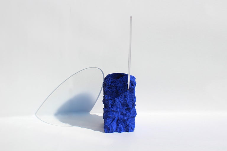 Contemporary Lagoon Vase in Volcanic Rock and Glass For Sale at 1stDibs