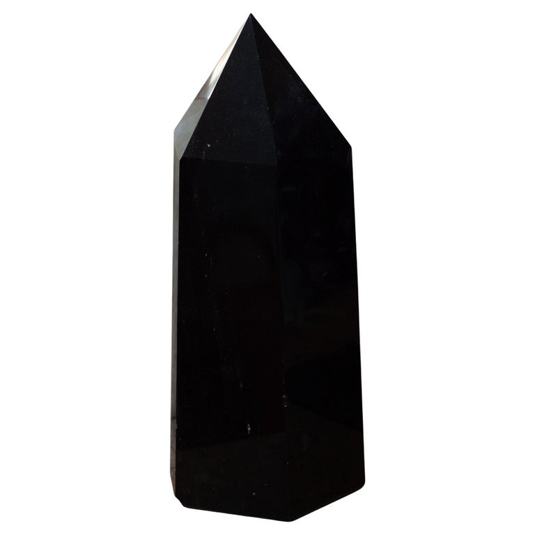 Contemporary Large Black Obsidian Obelisk / Crystal Point For Sale at ...