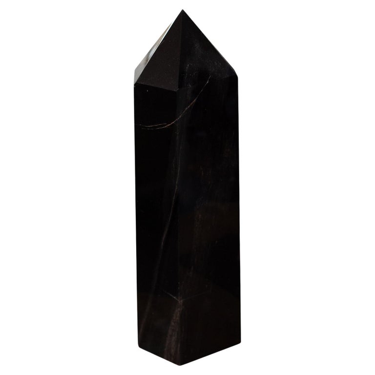 Contemporary Large Black Obsidian Obelisk / Crystal Point For Sale at ...