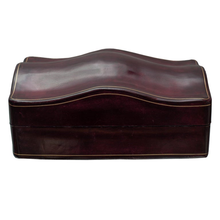 Contemporary Large Burgundy Leather Box with Red Velvet Lining at 1stDibs