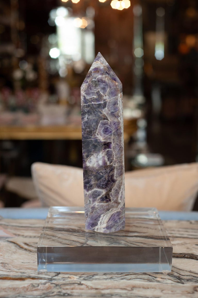 Contemporary Large Chevron Amethyst Obelisk / Crystal Point For Sale at ...