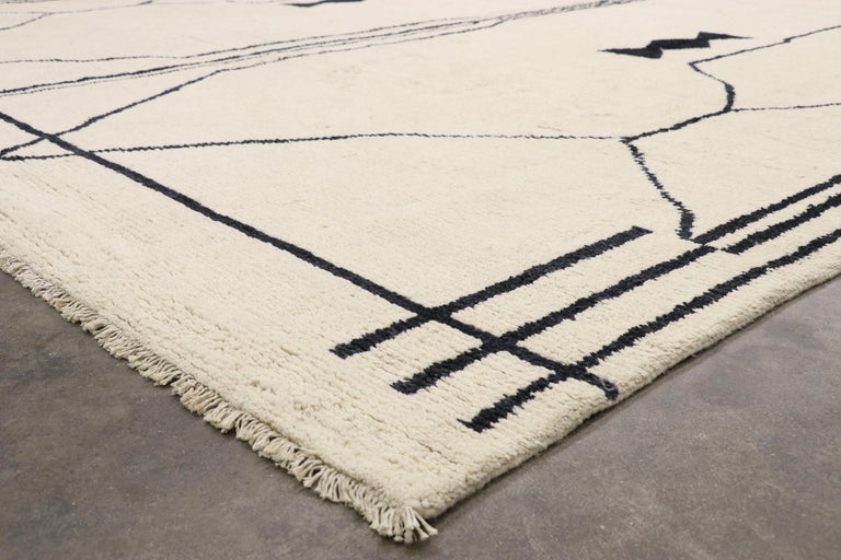 Contemporary Large Moroccan Area Rug with Line Art and Tribal Style at ...