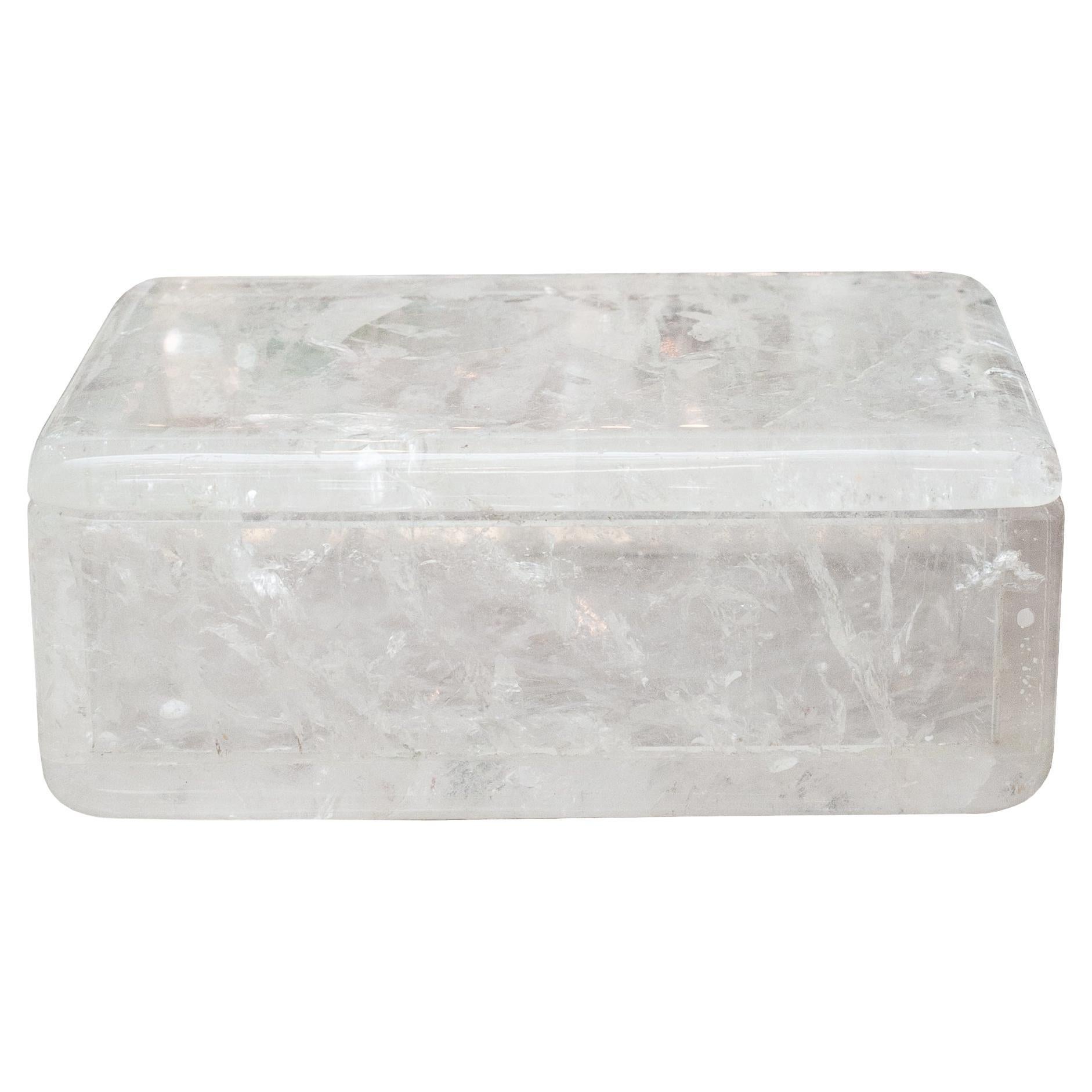 Contemporary Medium Rock Crystal Clear Quartz Box with Lid For Sale at ...