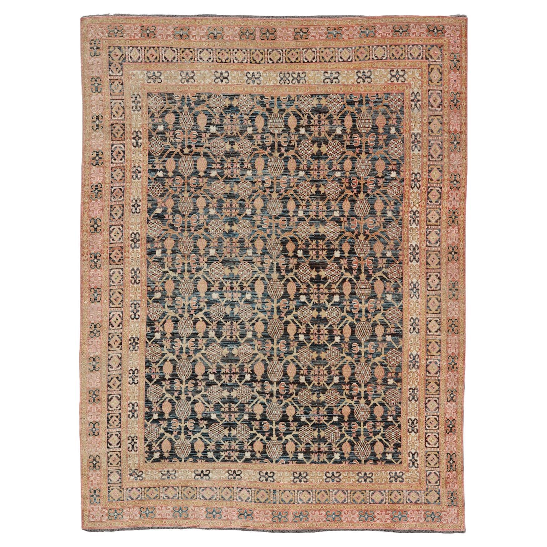 Contemporary Large Rug with Intricate All-Over Sub-Geometric Seljuk ...