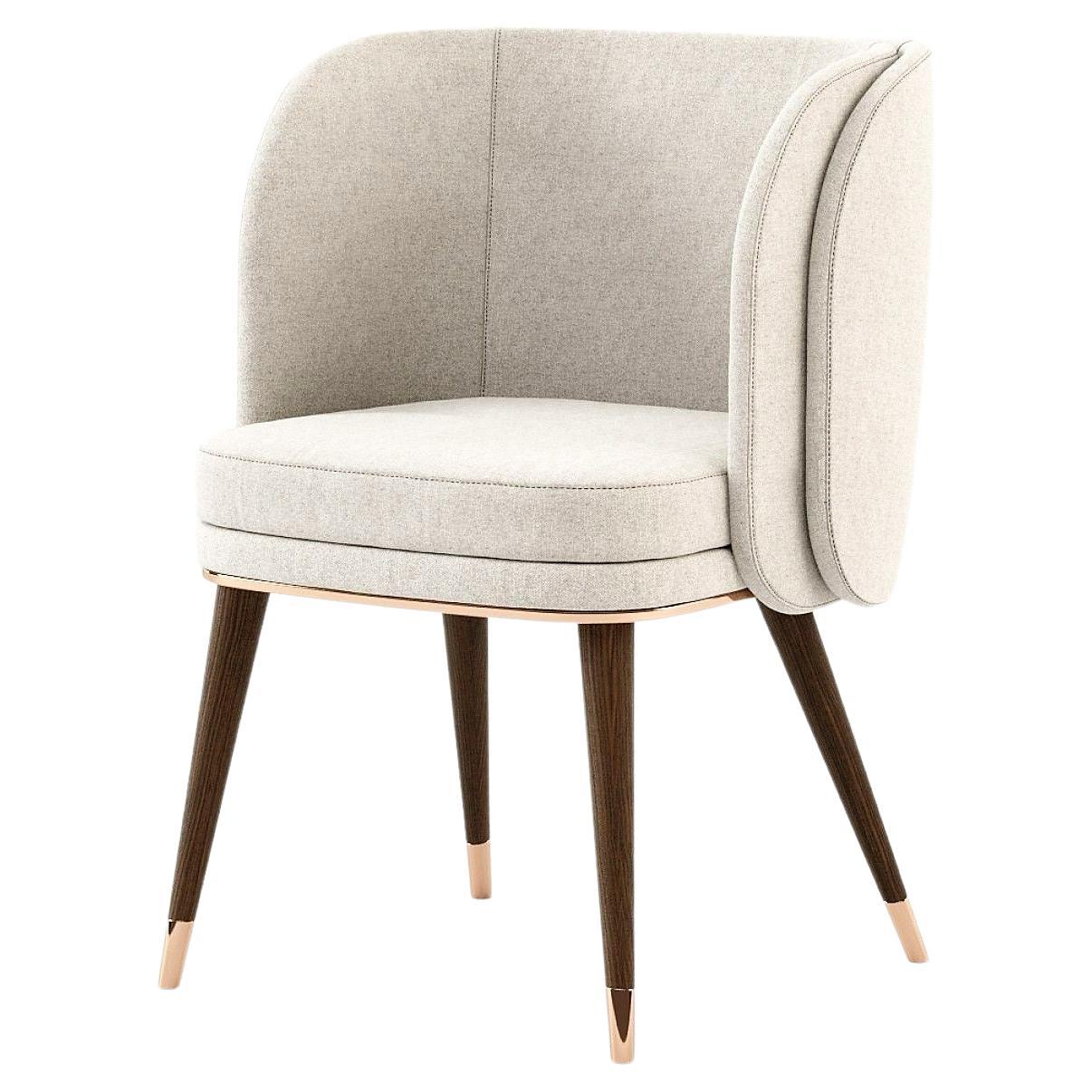 Custom Layered Dining Chair with Wood Legs and Metal Caps For Sale at ...