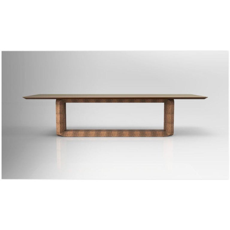 Contemporary, Leather Coated Base, Rectangular, Feather Dining Table ...