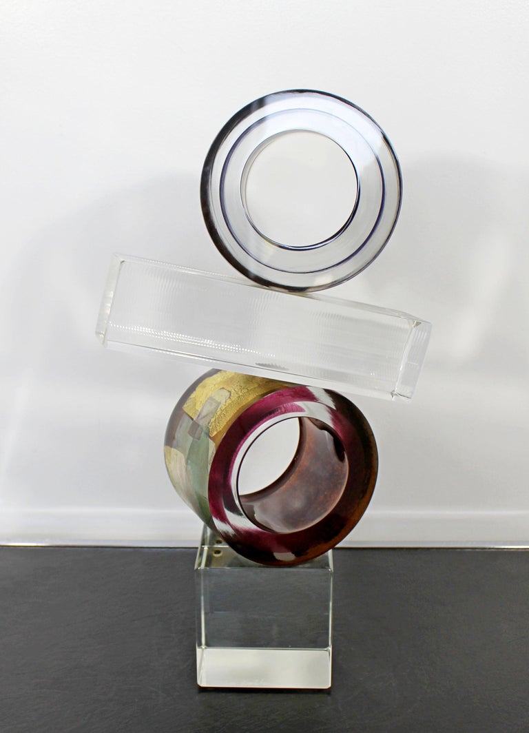 Contemporary Leon Applebaum Signed Abstract Art Glass Table Sculpture ...