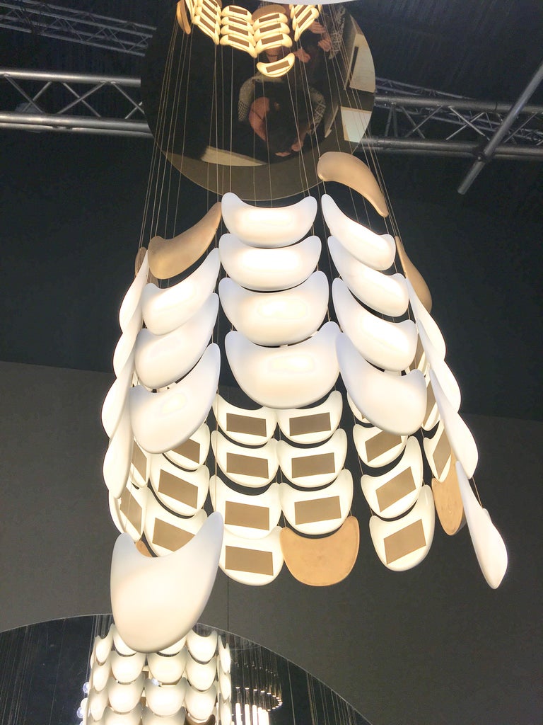 Contemporary "Light Skin Lamp Shade" Chandelier in Handmade Limoges ...