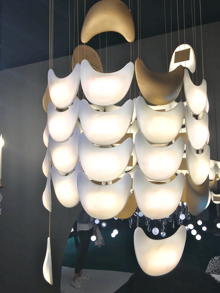 Contemporary "Light Skin Lamp Shade" Chandelier in Handmade Limoges ...