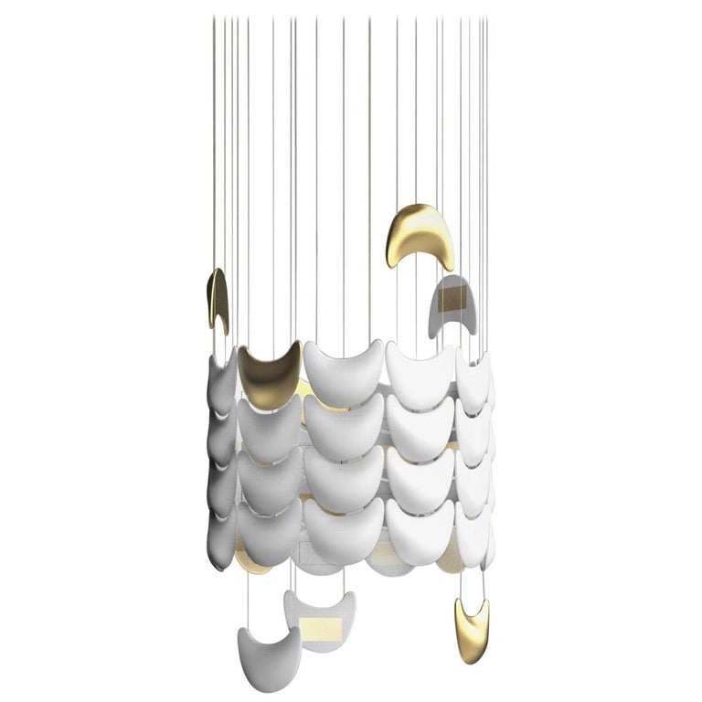Contemporary "Light Skin Lamp Shade" Chandelier in Handmade Limoges ...