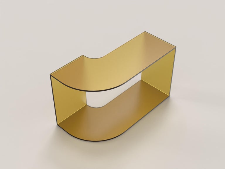 Contemporary Limited Edition Yellow Glass Table, Quarter V2 by Edizione ...