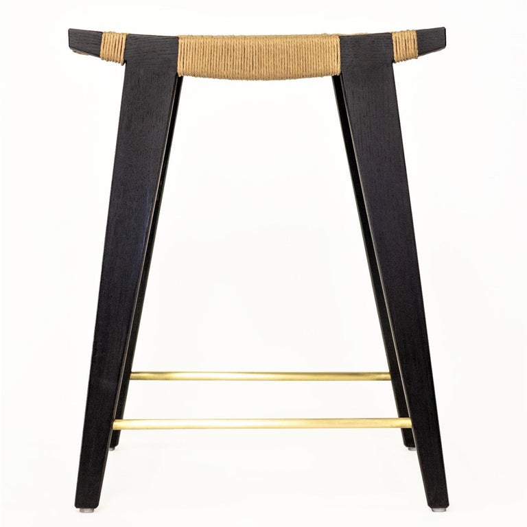 Contemporary Lo-Pi Bar Stool, Natural Oak with Danish Cord Seat and ...