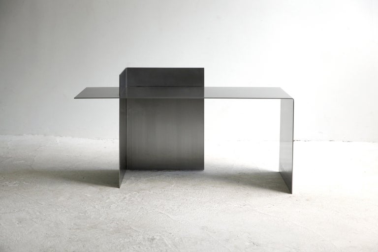 Contemporary Lock Metal Bench in Hand-Polished Iron For Sale at 1stDibs