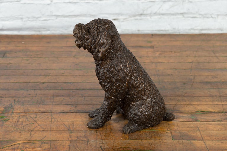 Contemporary Lost Wax Bronze Statue of Max the Labradoodle with Dark ...