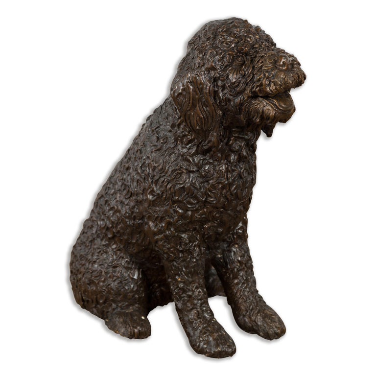 Contemporary Lost Wax Bronze Statue of Max the Labradoodle with Dark ...