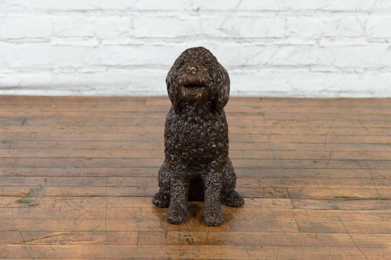 Contemporary Lost Wax Bronze Statue of Max the Labradoodle with Dark ...