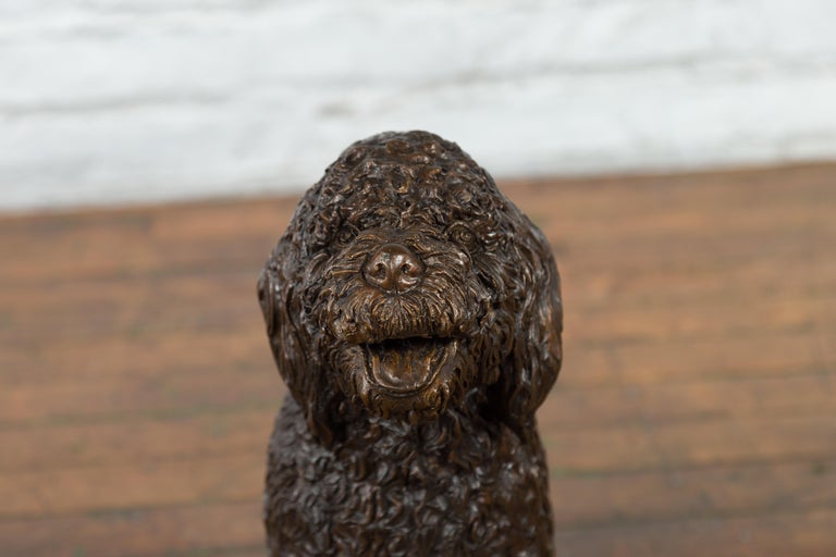 Contemporary Lost Wax Bronze Statue of Max the Labradoodle with Dark ...