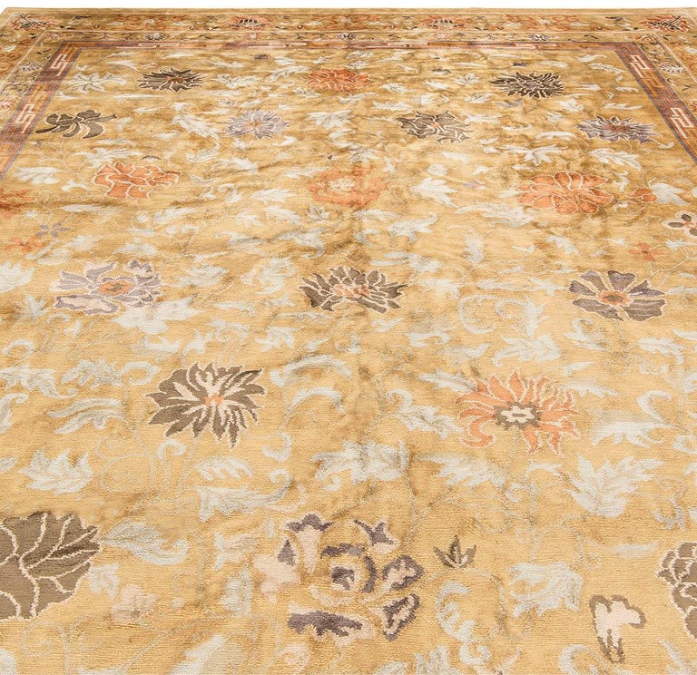Contemporary Lotus Design Silk Rug by Doris Leslie Blau For Sale at 1stDibs