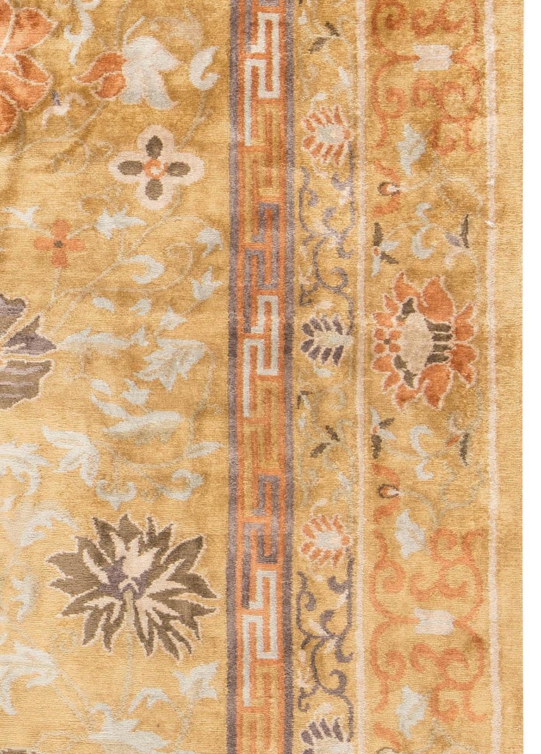 Contemporary Lotus Design Silk Rug by Doris Leslie Blau For Sale at 1stDibs