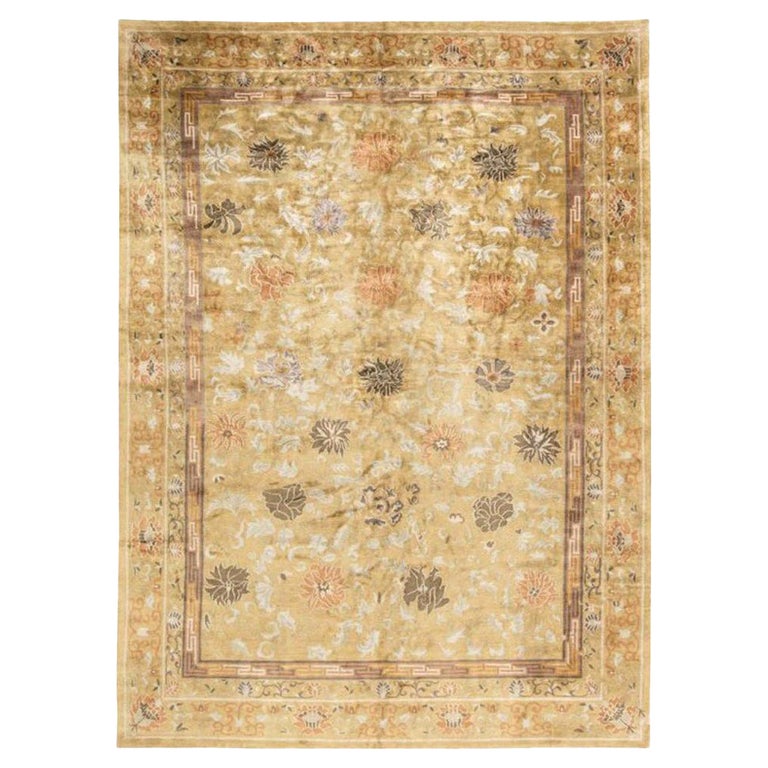 Contemporary Lotus Design Silk Rug by Doris Leslie Blau For Sale at 1stDibs