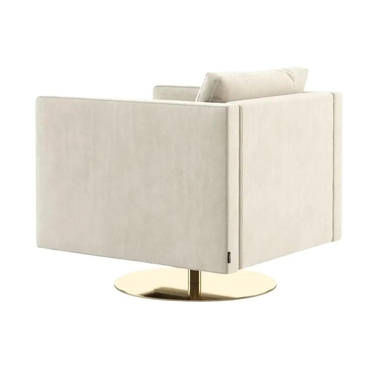 Contemporary Lounge Chair with Round Base For Sale at 1stDibs