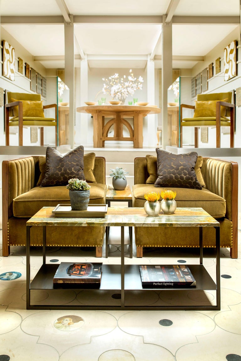 Contemporary Low Slim Console in Marble and Powder-Coated Steel For ...