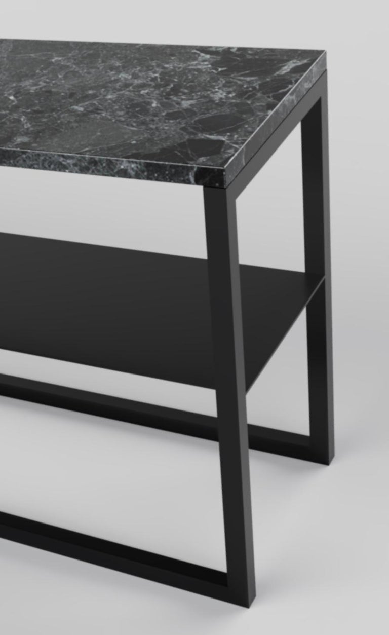 Contemporary Low Slim Console in Marble and Powder-Coated Steel For ...