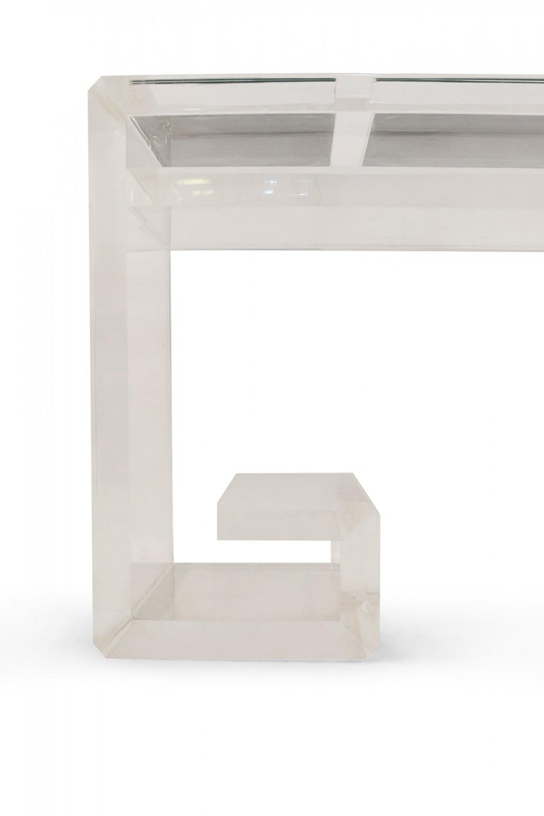 Contemporary Lucite and Inset Mirror Top Desk For Sale at 1stDibs