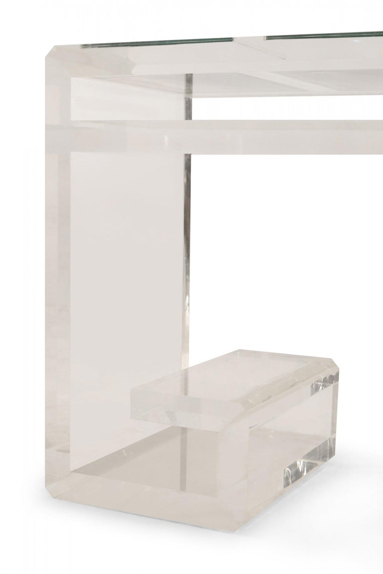 Contemporary Lucite and Inset Mirror Top Desk For Sale at 1stDibs