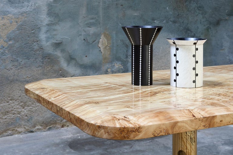 Contemporary Madera dining table in Briar Root hardwood without metal ...