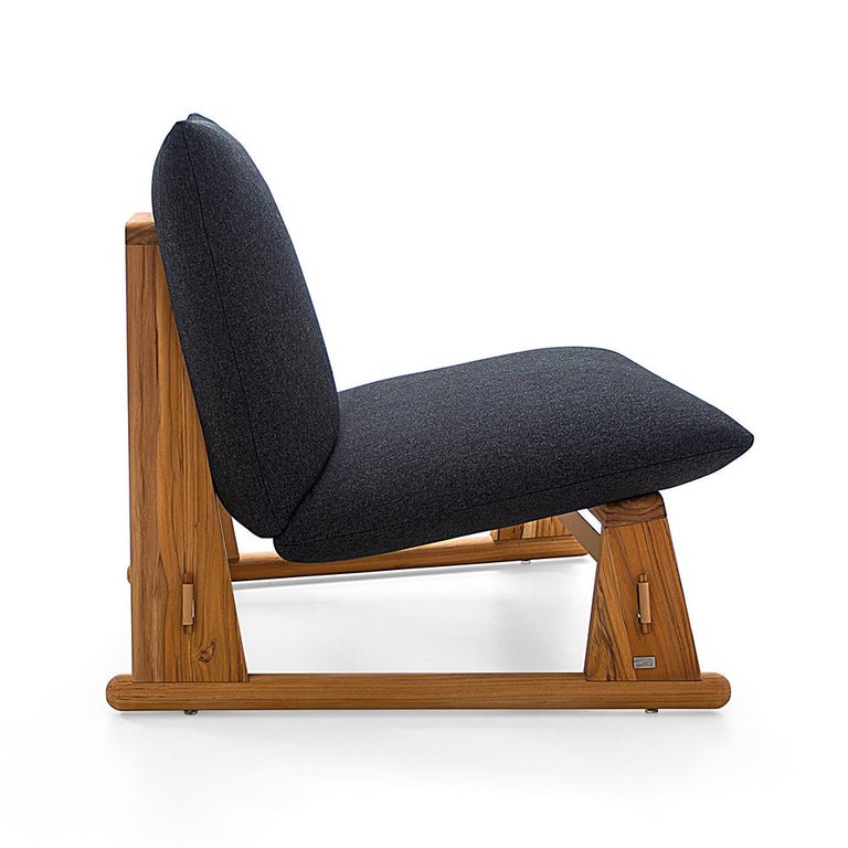 Contemporary Maia Chair in Teak Finish and Charcoal Fabric For Sale at ...