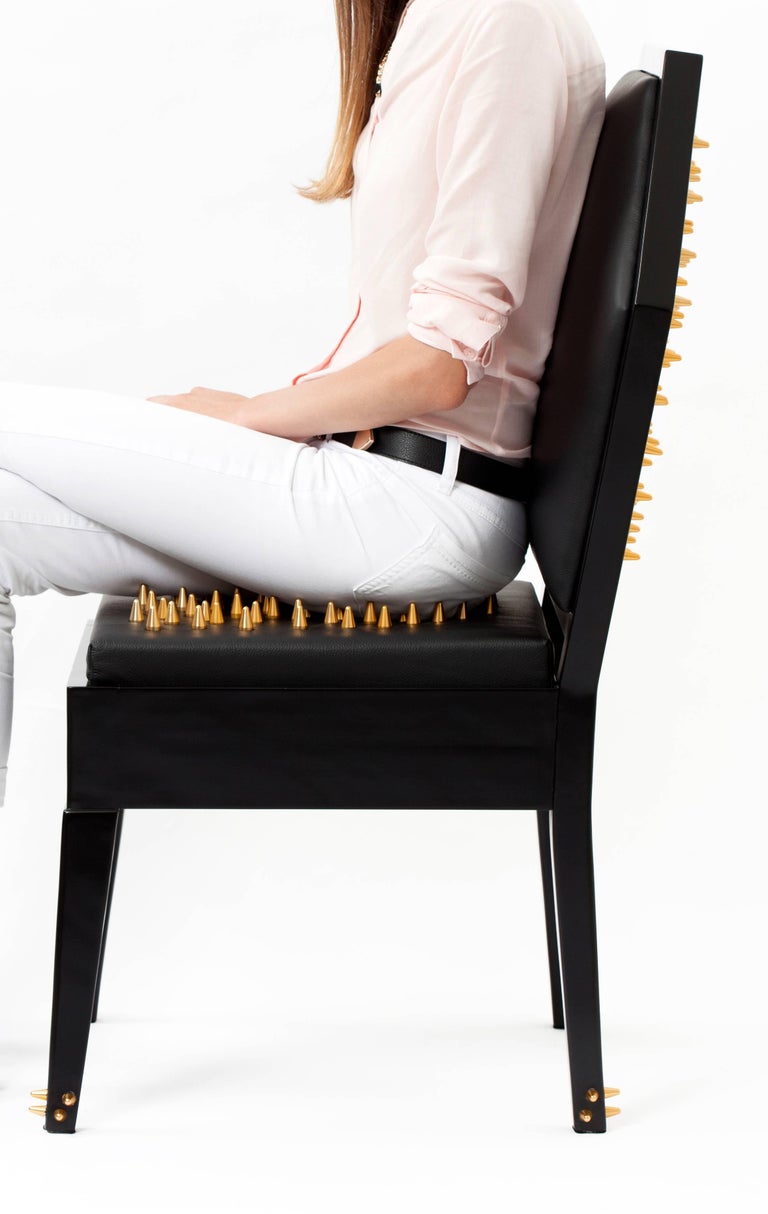 Contemporary Malicious Chair with Polished Brass Studs and Black ...