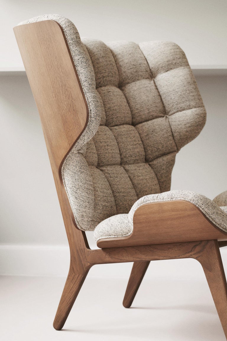 Contemporary 'Mammoth' Chair by Norr11, Natural Oak, Barnum Bouclé 7 ...