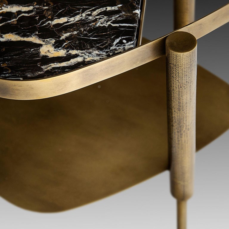 Contemporary Marble and Brass Side Table, Bijou by Adam Court for Okha For Sale at 1stDibs