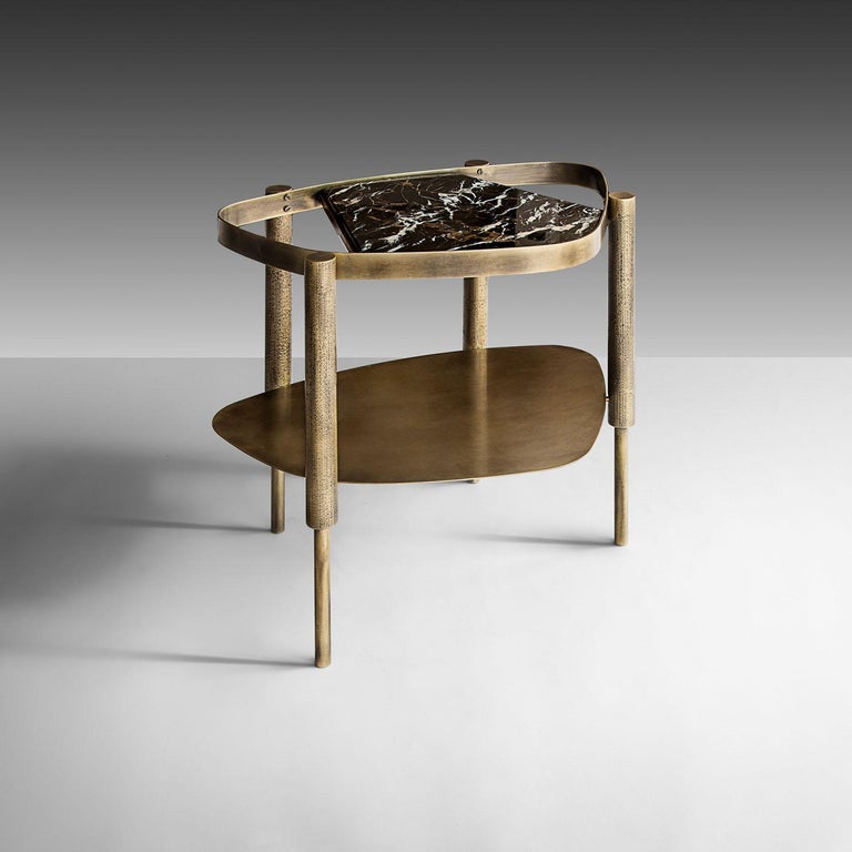 Contemporary Marble and Brass Side Table, Bijou by Adam Court for Okha ...