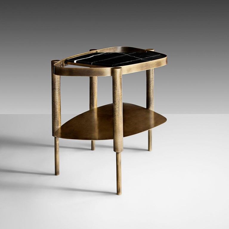 Contemporary Marble and Brass Side Table, Bijou by Adam Court for Okha For Sale at 1stDibs