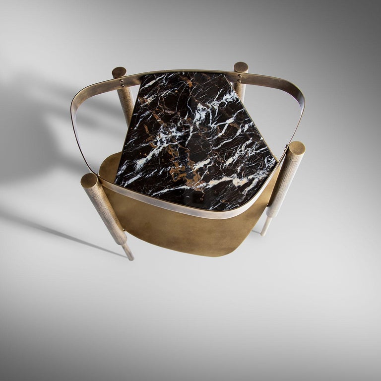 Contemporary Marble and Brass Side Table, Bijou by Adam Court for Okha ...