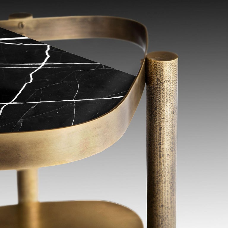 Contemporary Marble and Brass Side Table, Bijou by Adam Court for Okha For Sale at 1stDibs